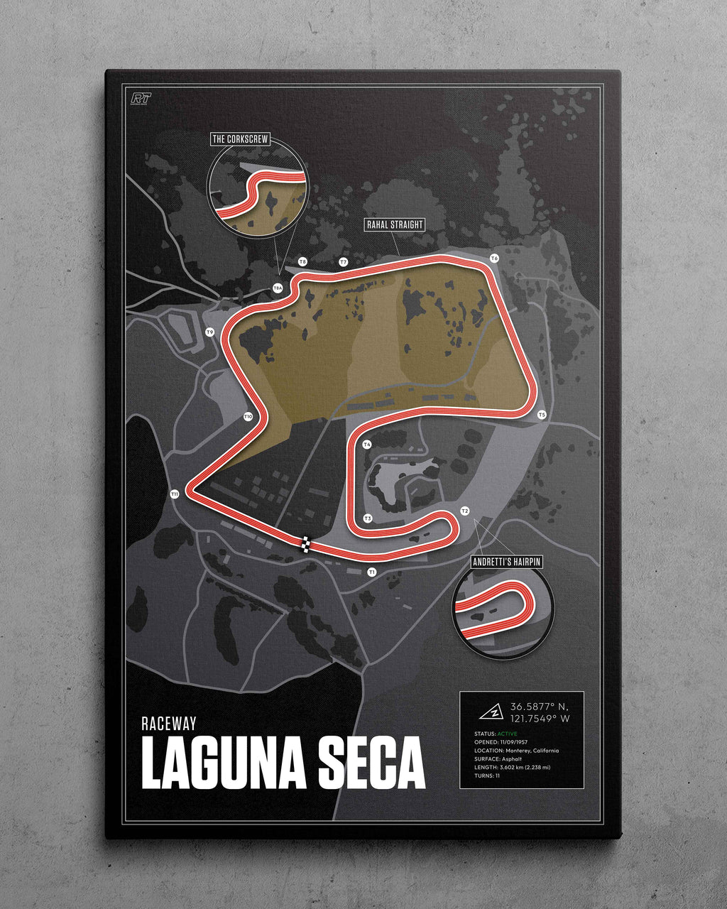 Laguna Seca Raceway, USA - MotoGP Racetrack Artwork – Racetrack Prints