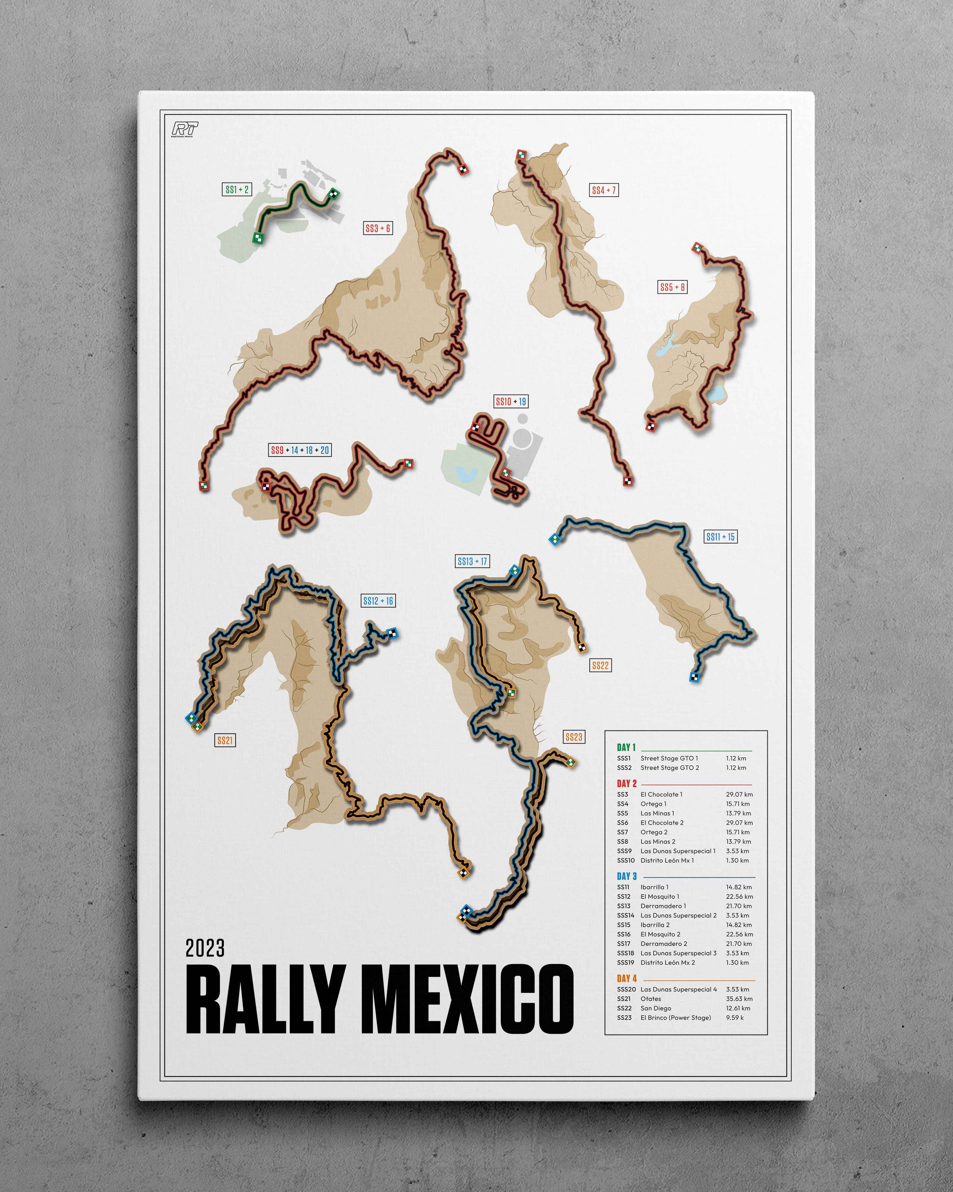 2023 Rally Mexico (Day) - WRC Racetrack Artwork – Racetrack Prints