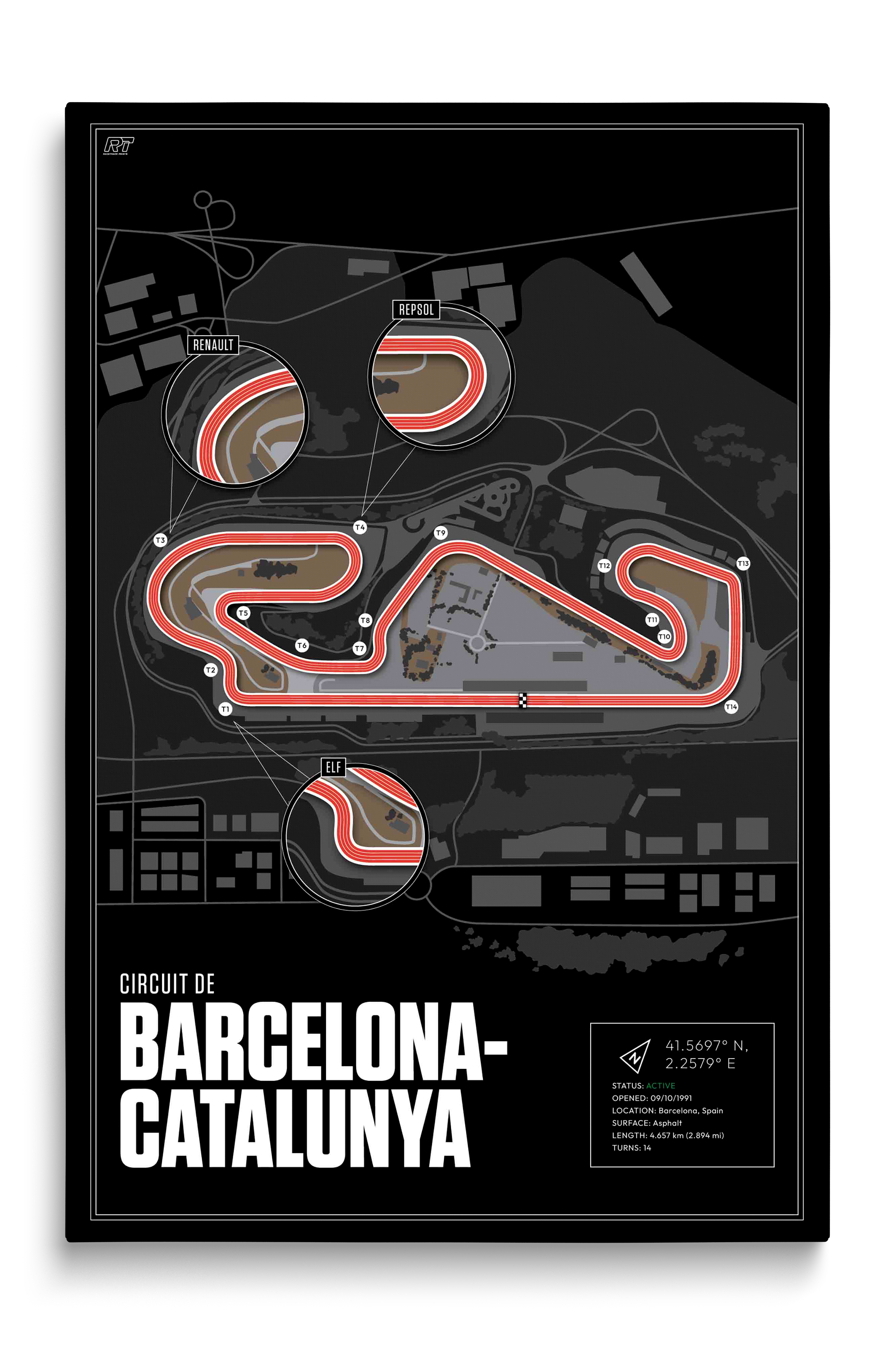 Circuit de Barcelona-Catalunya, Spain - Motorcycle Racetrack Artwork ...