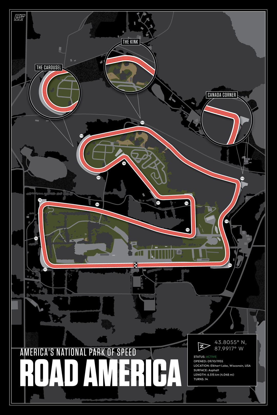Road America, USA - Endurance Racetrack Artwork – Racetrack Prints